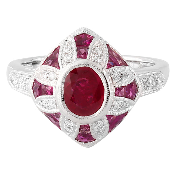 Art Deco Inspired Diamond & Ruby Mount Ring – Beverley K