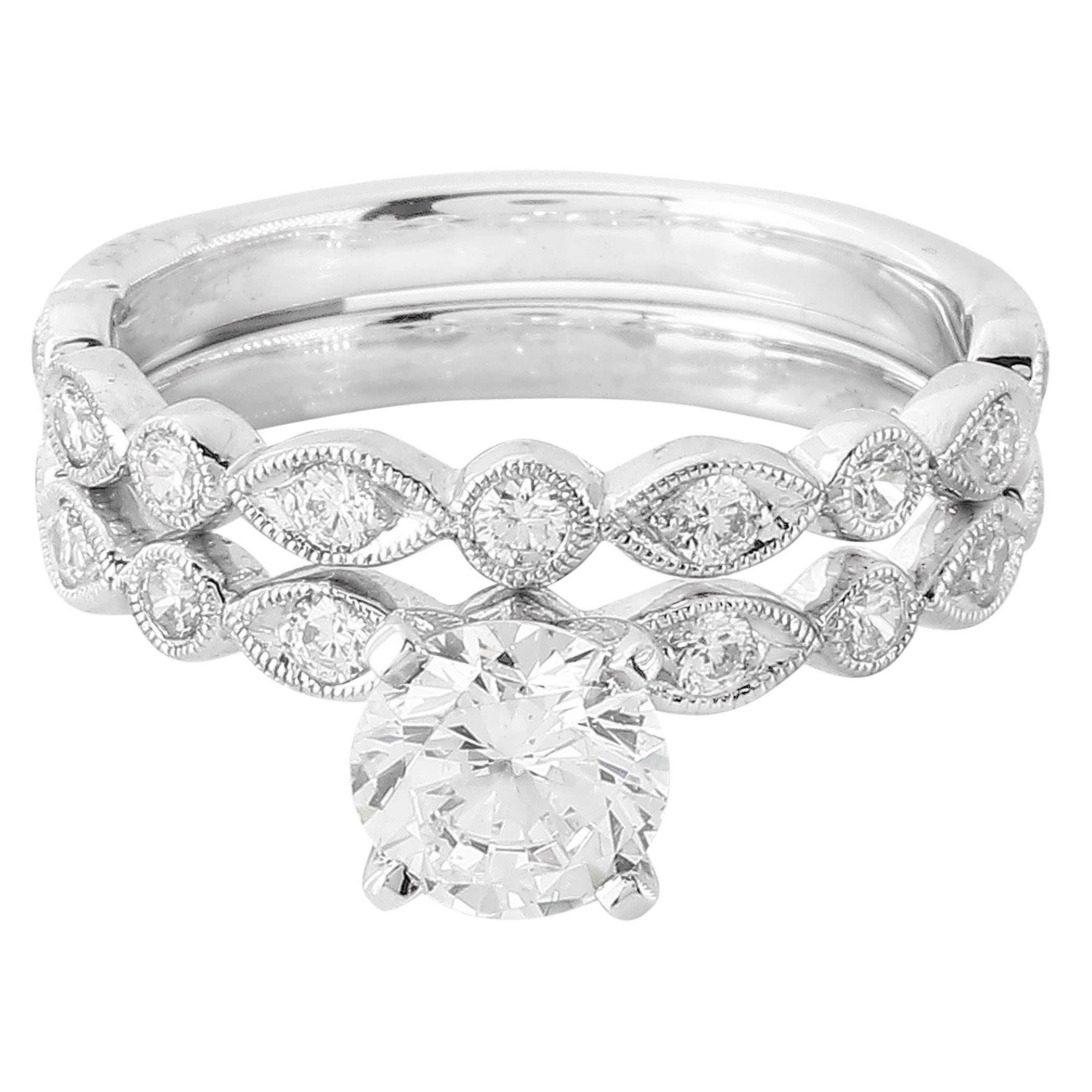 Peg Head Engagement Ring Semi-Mount with Matching Diamond Band – Beverley K