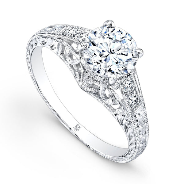 Vintage Style Engagement Ring Setting with Filigree and Engraving ...